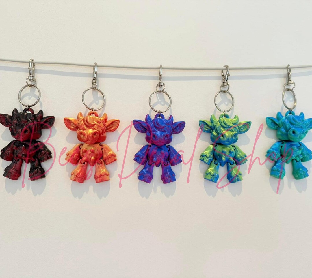 3D Printed Articulated Highland Cow Keyring – Adorable & Flexible! Coo ...