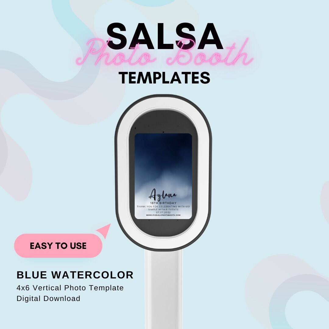 Blue Watercolor Theme Salsa Photo Booth Template - Etsy