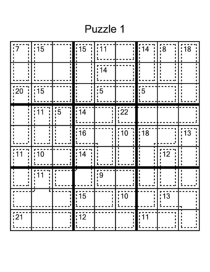Easy, Medium and Hard Killer Sudoku Puzzles Printable PDF - Bundle of ...