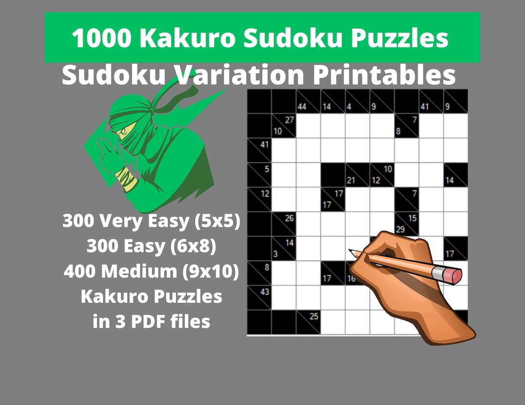 Very Easy, Easy and Medium Kakuro Sudoku Puzzles - Bundle of 1000 ...