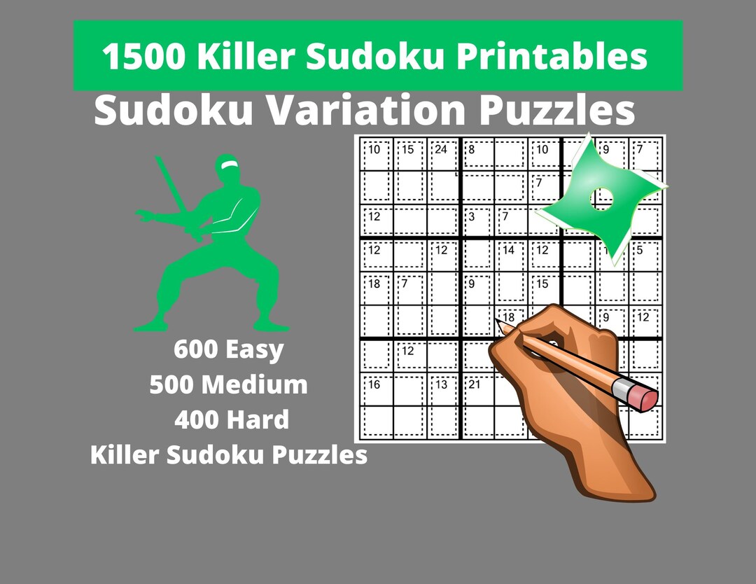 Easy, Medium and Hard Killer Sudoku Puzzles Printable PDF - Bundle of ...