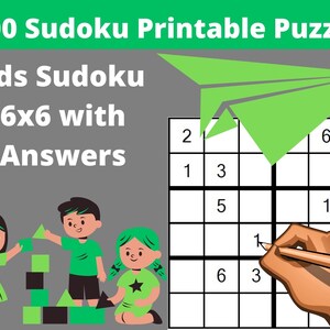 Printable PDF Sudoku for Kids 6x6 - Bundle of 1500 Children Puzzles ...