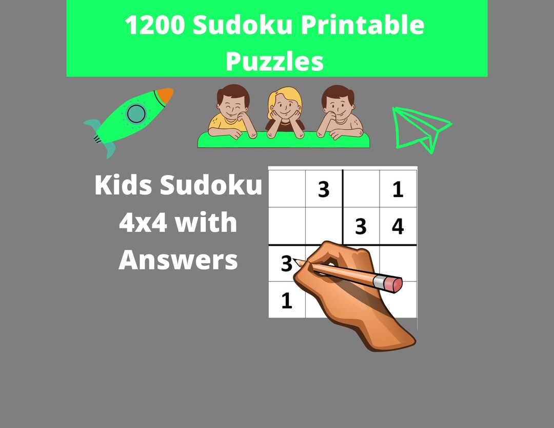 Easy Sudoku for Kids 4x4 - Bundle of 1200 Printable PDF Children ...