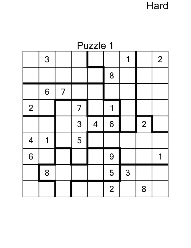 Easy, Medium and Hard Jigsaw Sudoku Puzzles Printable PDF - Bundle of ...