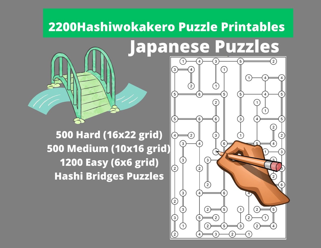 Easy, Medium and Hard Hashi Bridges Puzzles Printable PDF - Bundle of ...