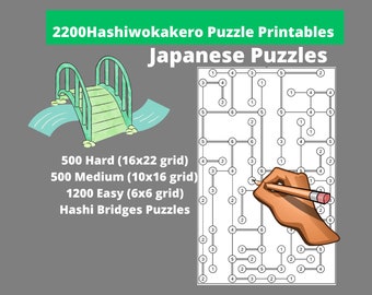 Easy Hashi Bridges Puzzles Printable PDF 450 Hashiwokakero Japanese ...