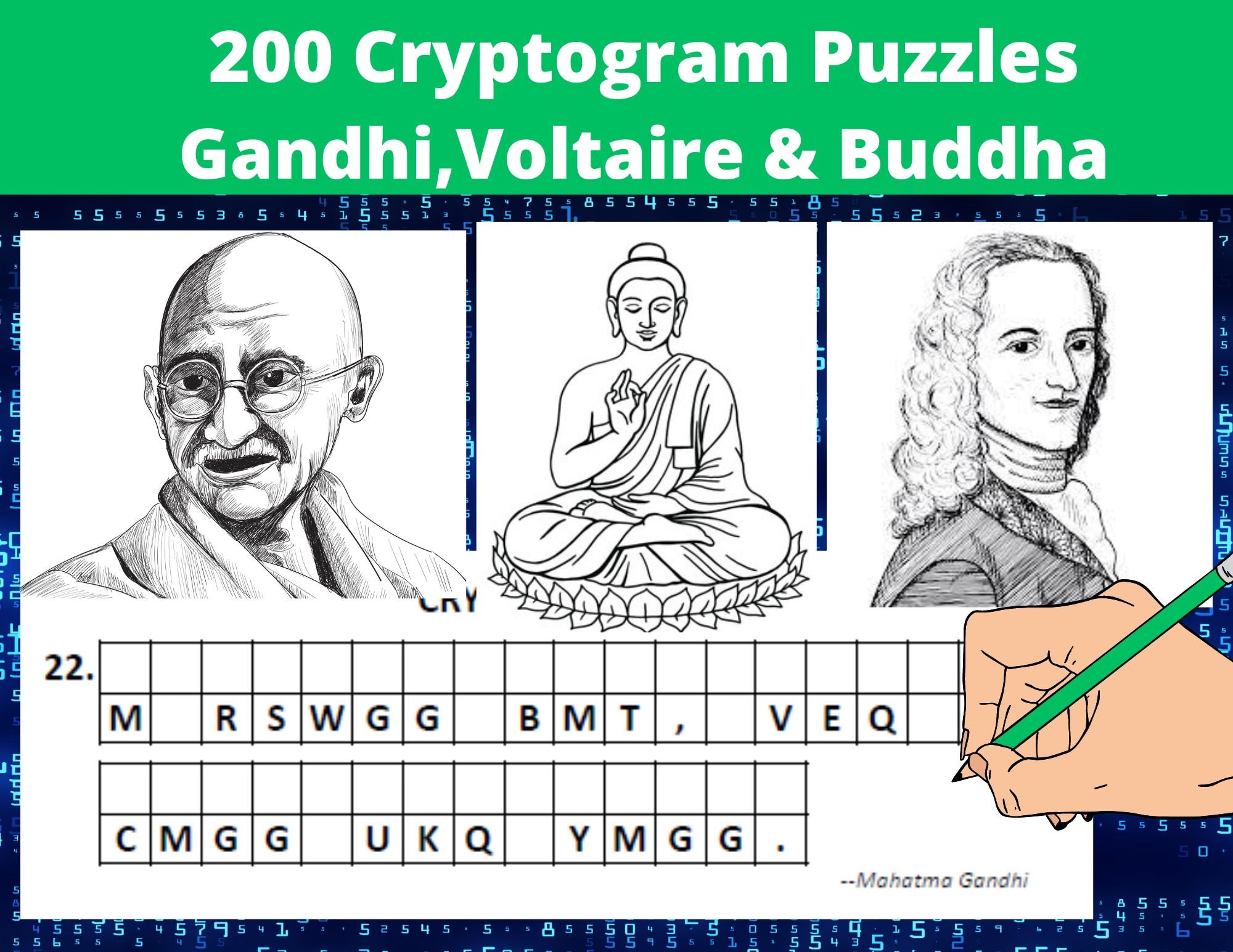 200 Cryptoquote Puzzles in Printable Pdfs Adult Activiy Book Cryptogram ...