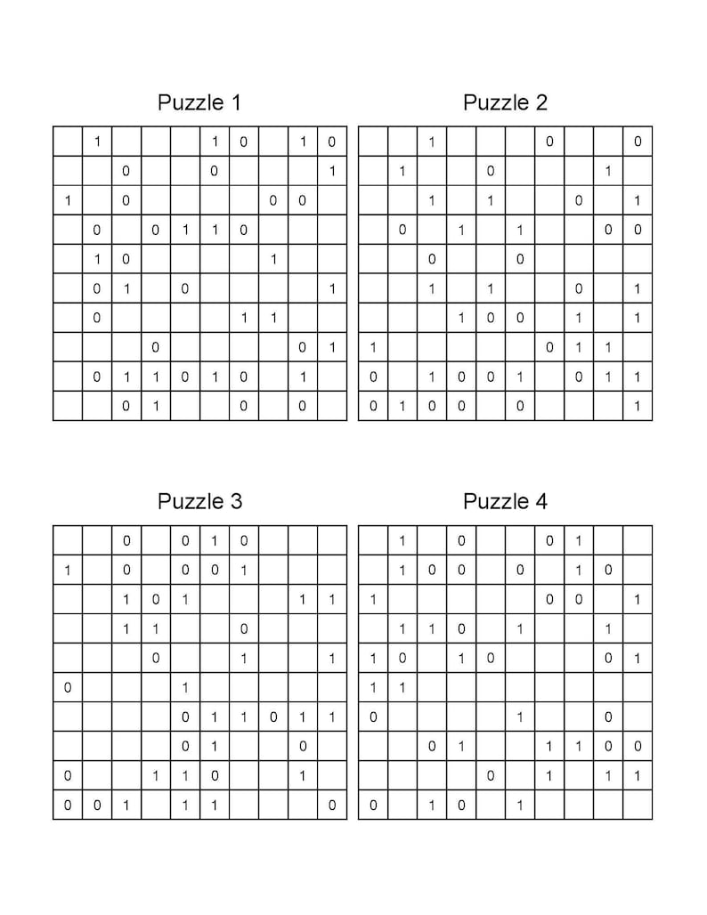 Bundle Binario Puzzles Printable PDF - 1000 Binary Puzzles to Keep Your ...