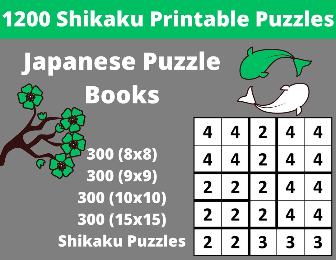 Shikaku Puzzles Printable PDF Bundle of 1200 Japanese Puzzles With ...