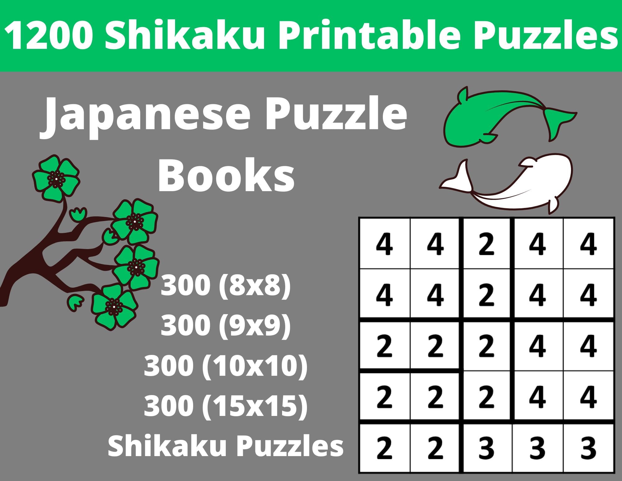 Shikaku Puzzles Printable PDF Bundle of 1200 Japanese Puzzles With ...