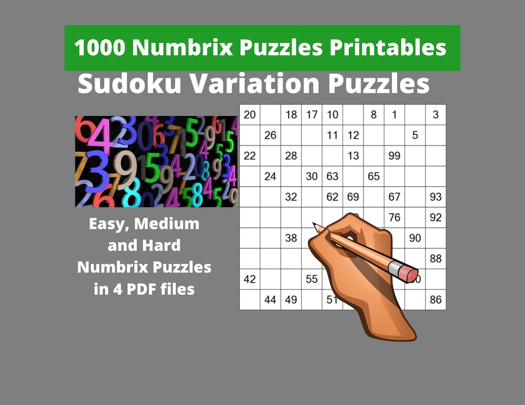 Bundle Easy, Medium and Hard Numbrix Puzzles Printable PDF - Bundle of ...