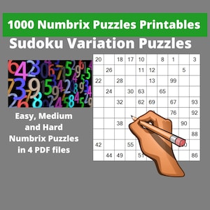 Bundle Easy, Medium and Hard Numbrix Puzzles Printable PDF - Bundle of ...