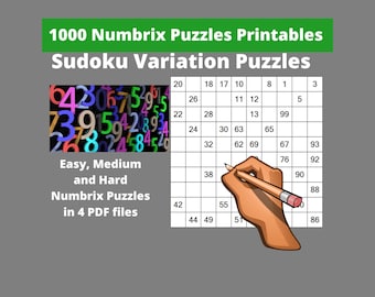 Easy, Medium and Hard Numbrix Puzzles Printable PDF - 300 Numbricks ...