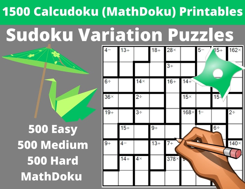 Calcudoku / Mathdoku Printable PDF - Bundle of 1500 Easy, Medium and ...