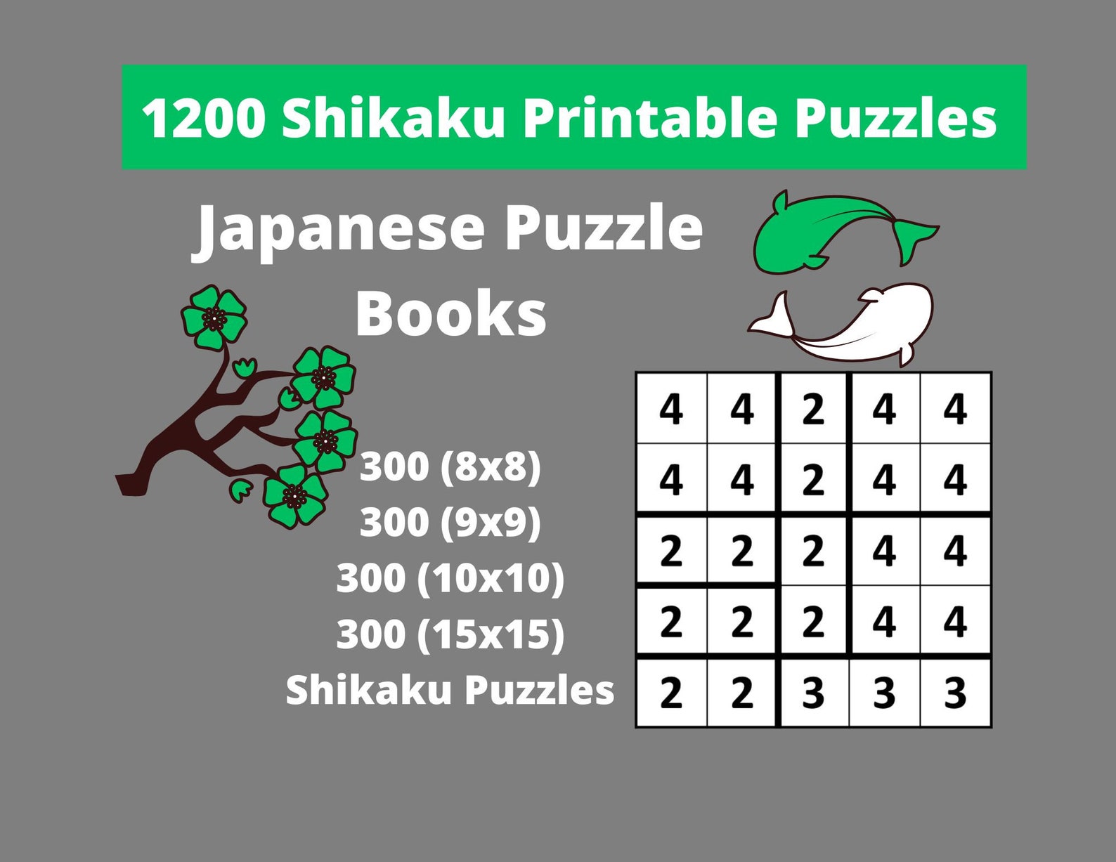 Shikaku Puzzles Printable PDF - Bundle of 1200 Japanese Puzzles With ...