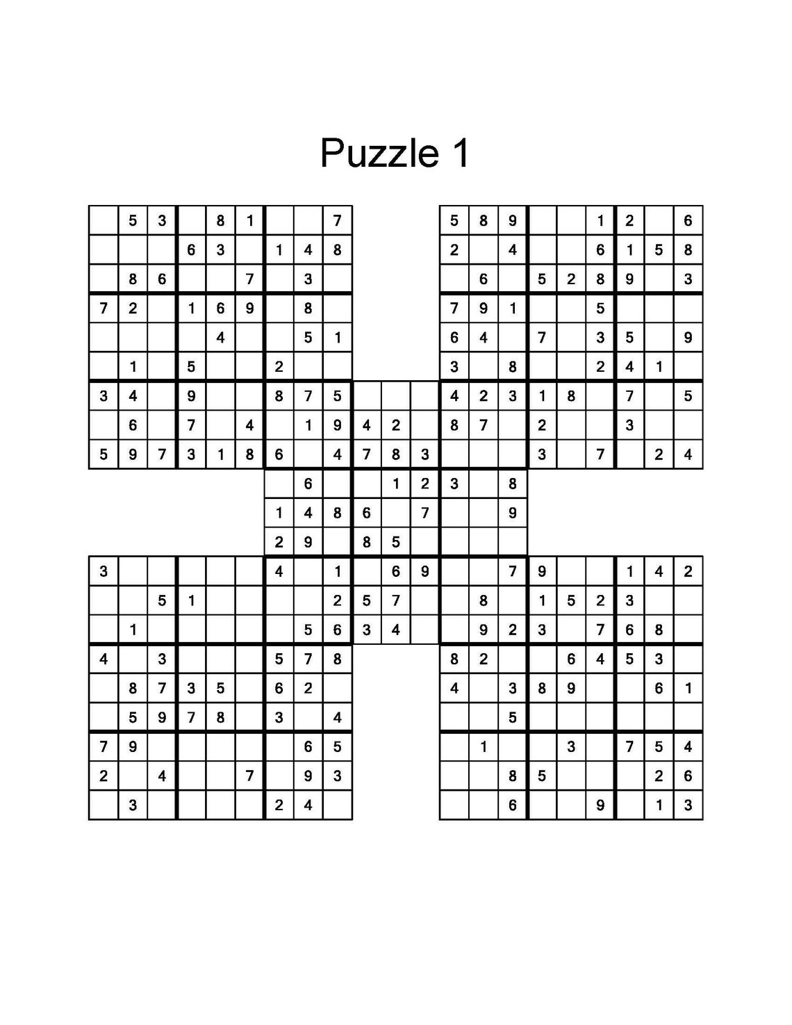 Easy, Medium and Hard Samurai Sudoku Puzzles Printable PDF - Bundle of ...