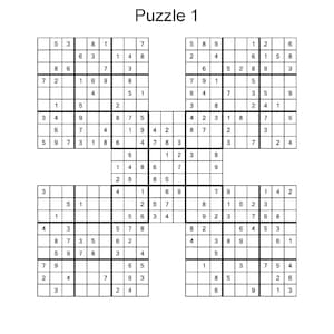 Easy, Medium and Hard Samurai Sudoku Puzzles Printable PDF - Bundle of ...
