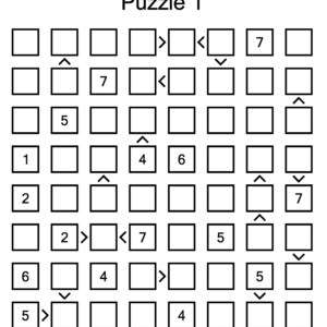 Easy, Medium and Hard Futoshiki Puzzles Printable PDF - 2400 Hutoshiki ...
