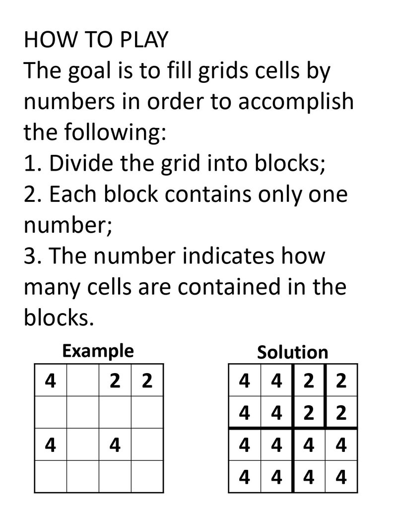 Shikaku Puzzles Printable PDF - Bundle of 1200 Japanese Puzzles With ...