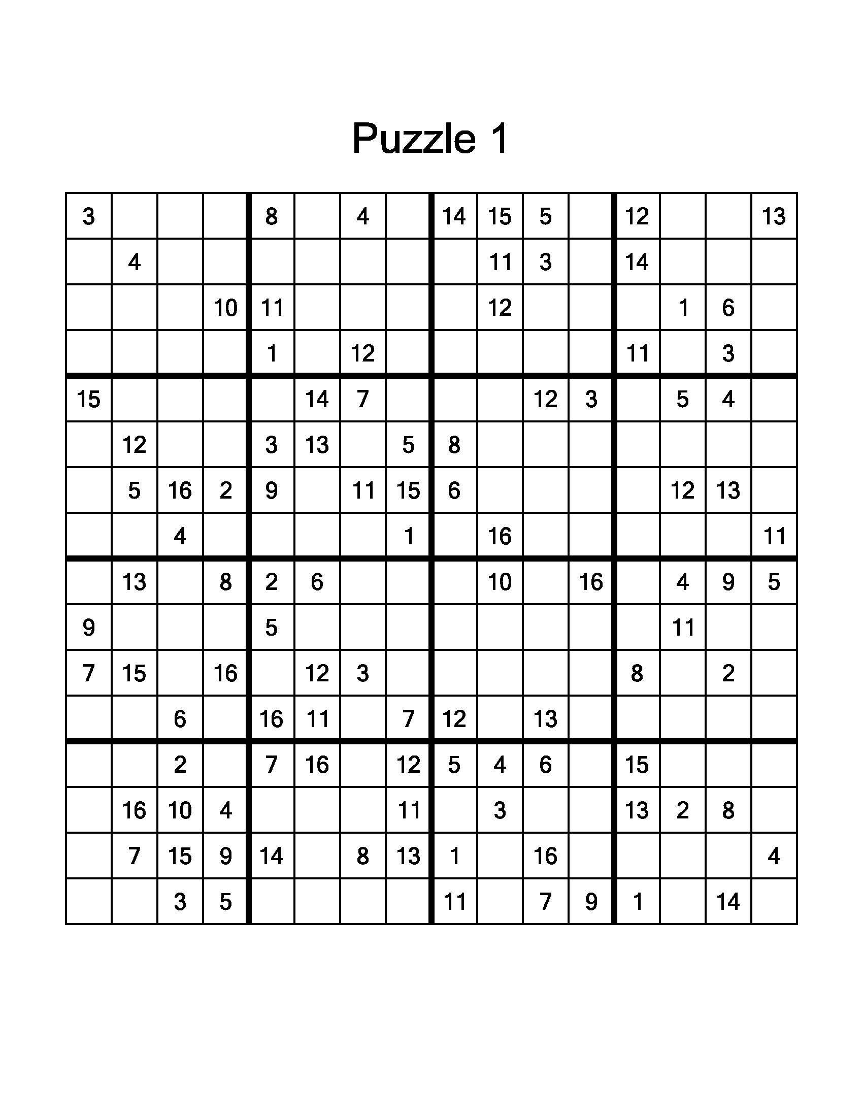 Bundle of 1000 Sudoku 16x16 Printable PDF - Easy, Medium and Hard ...