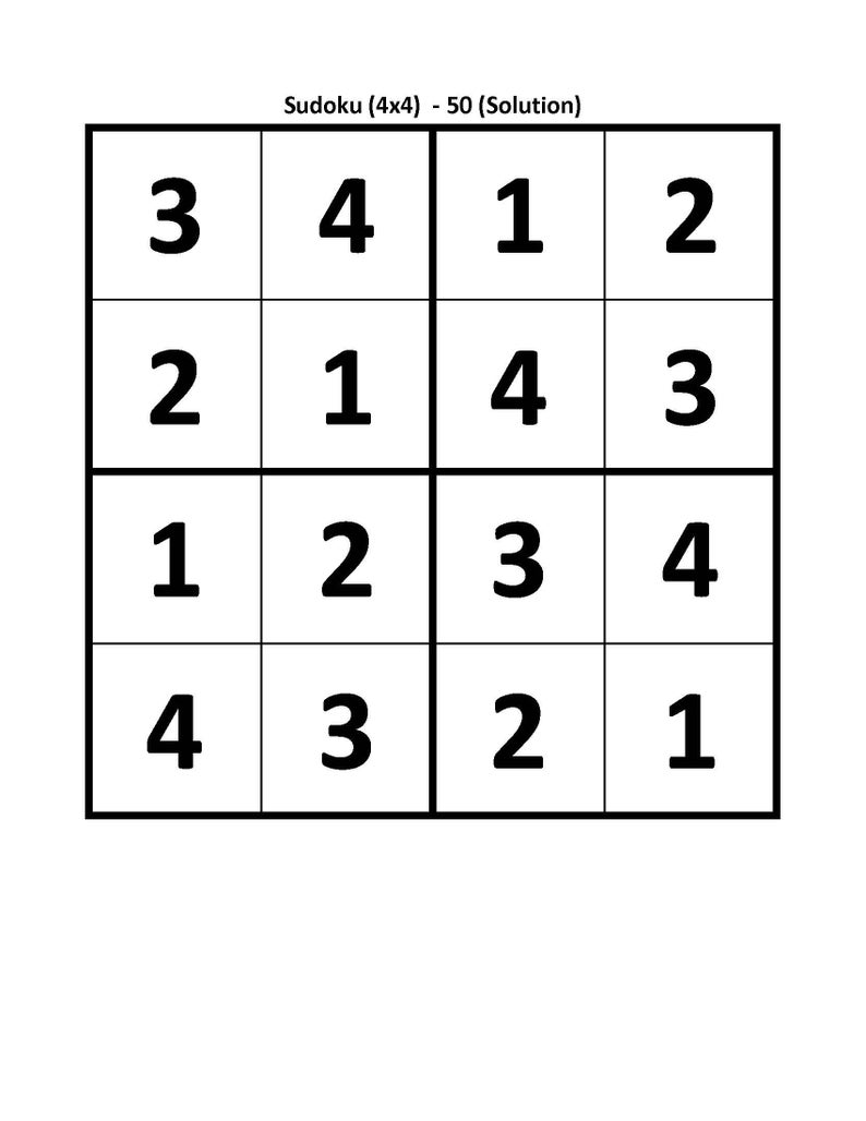 Easy Sudoku for Kids 4x4 - Bundle of 1200 Printable PDF Children ...