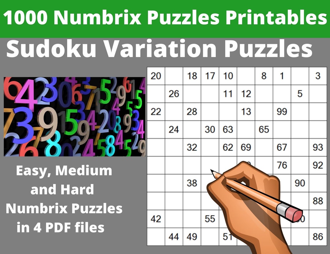 Bundle Easy, Medium and Hard Numbrix Puzzles Printable PDF Bundle of ...