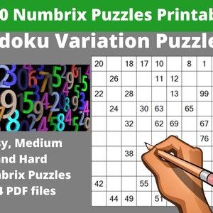 Bundle Easy, Medium and Hard Numbrix Puzzles Printable PDF - Bundle of ...