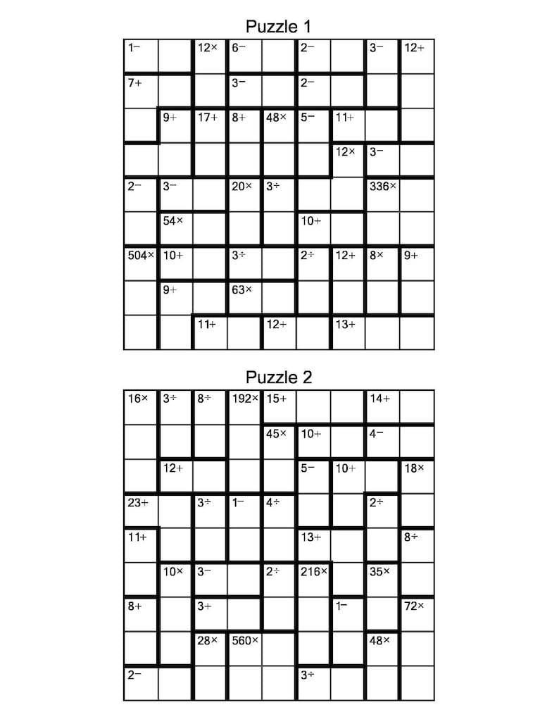 Calcudoku / Mathdoku Printable PDF Bundle of 1500 Easy - Etsy