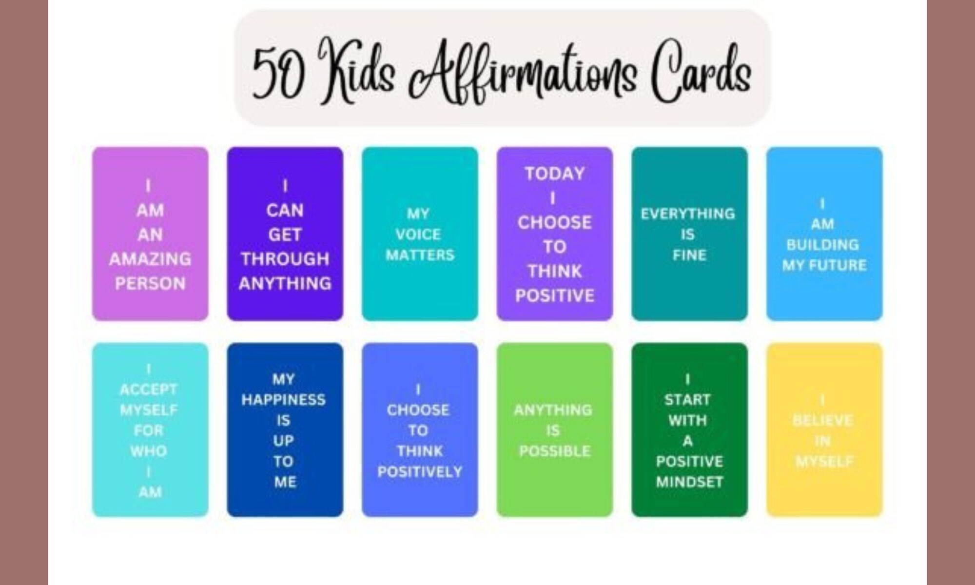 50 Positive Affirmation Cards for Kids - Etsy