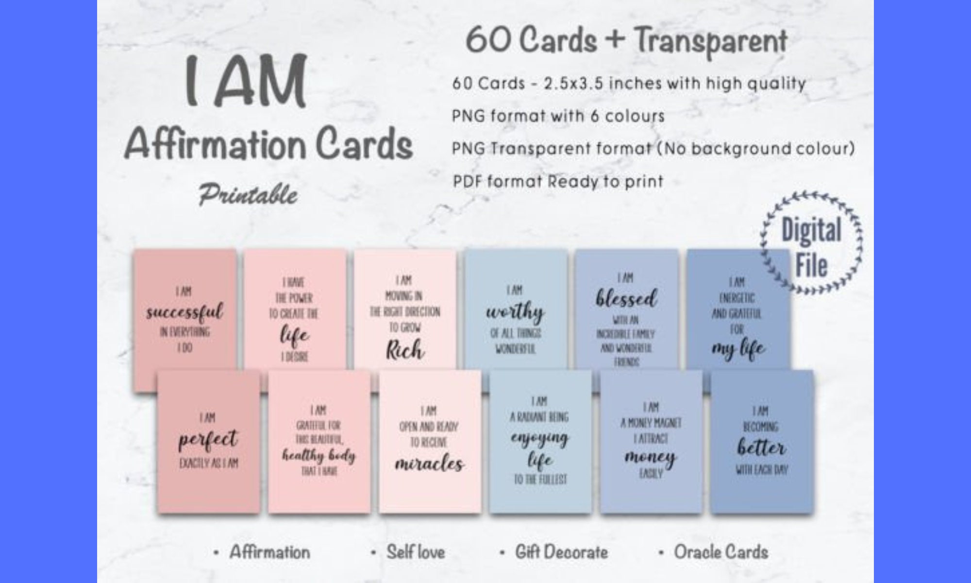 I AM Affirmation Cards Printable - Etsy