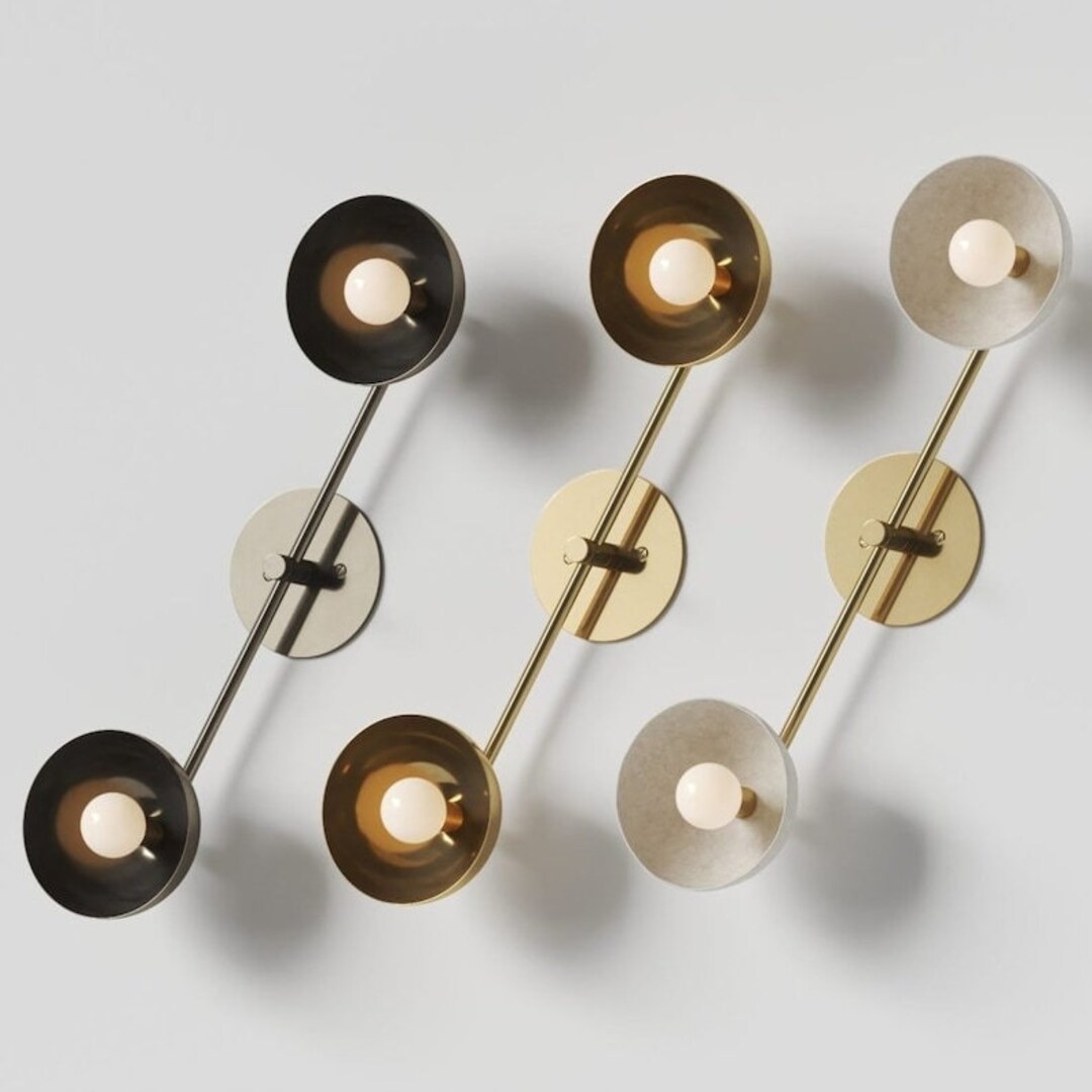 1950s Century Mid Lights 2 Armed Wall Light Modern Brushed Brass ...