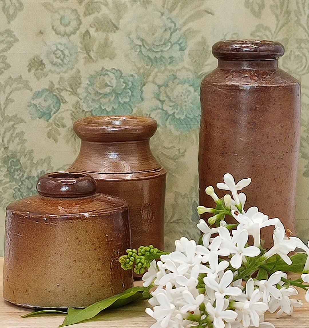 Trio of Antique Salt-glazed Ink Pots/bottles C1900-1909 (group No33) - Etsy