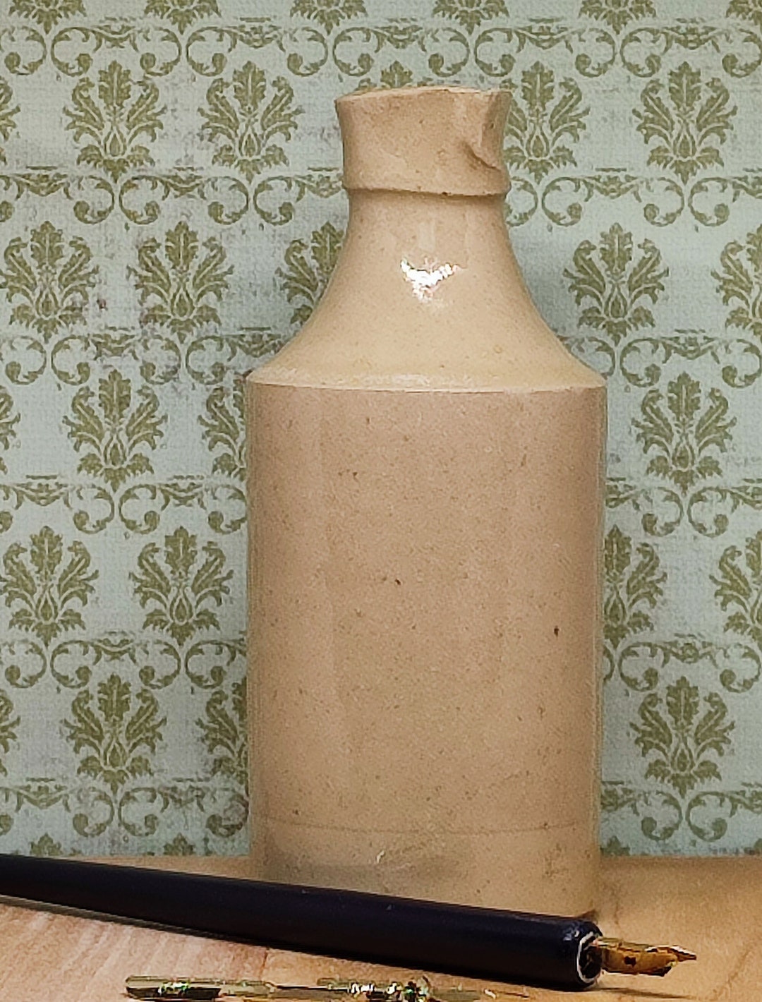 Vintage Doulton, Lambeth Cream Glazed Stoneware Ink Bottle With Pouring ...