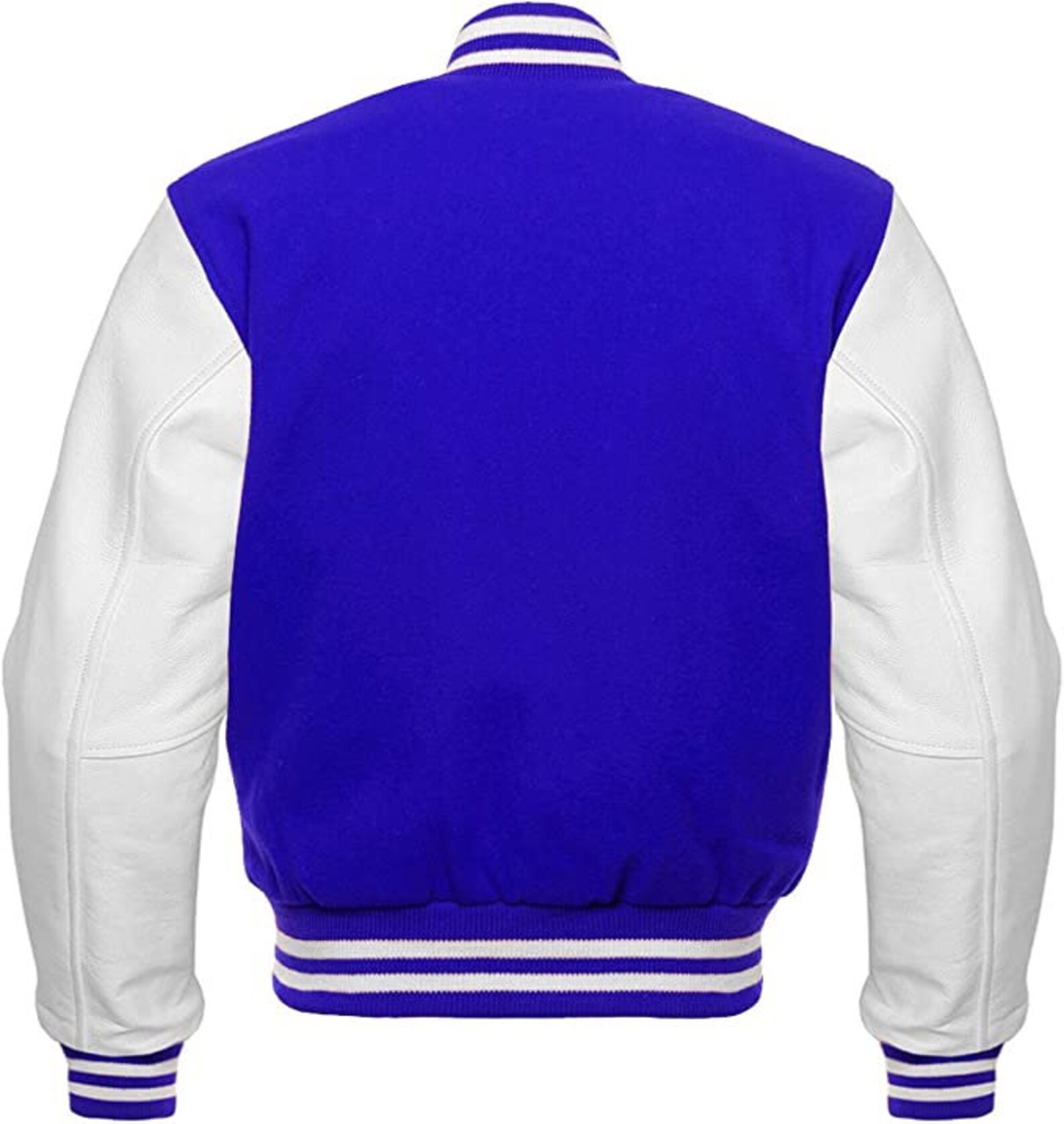 Varsity Letterman College Baseball Jacket - Blue Wool Body White ...