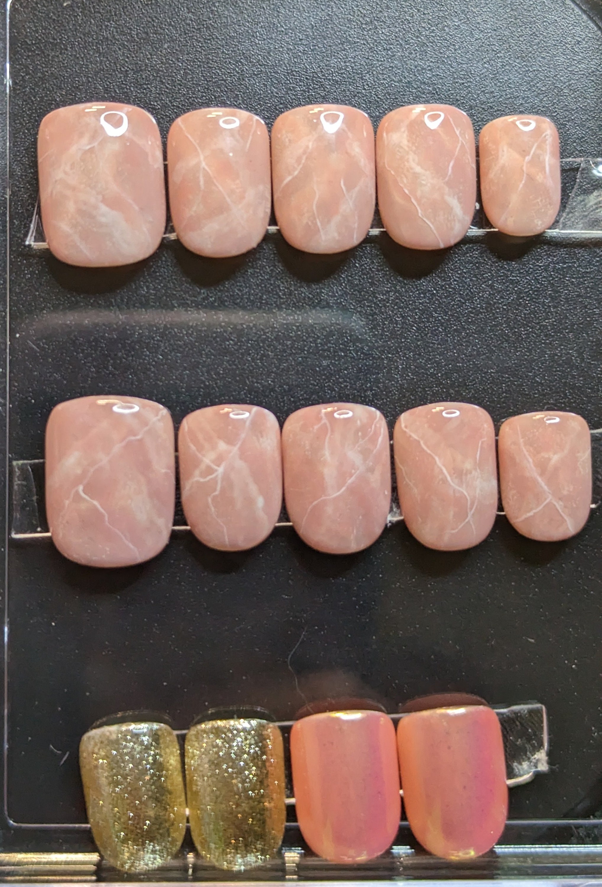 Rose Quartz Press on Nail Set Crystal Nail Set Pink Quartz Nails Glue ...