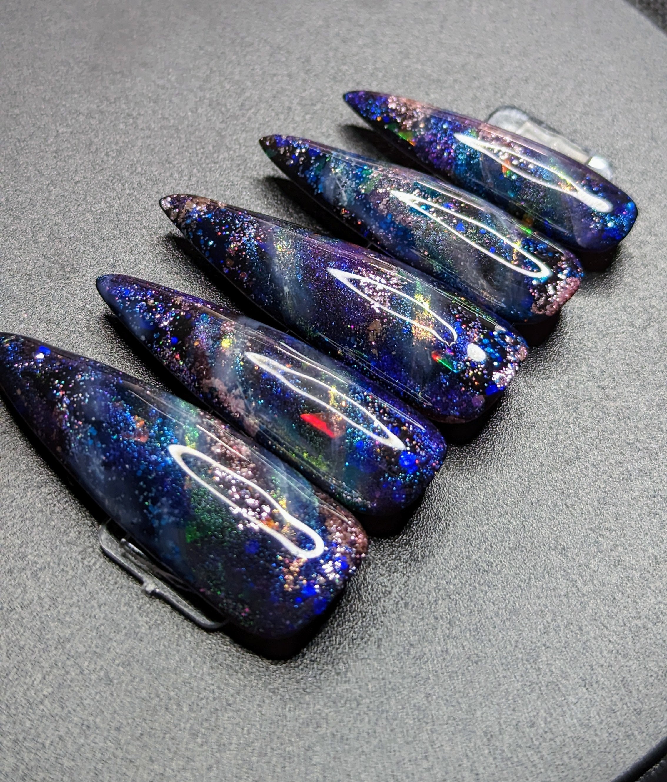Galaxy Design Press on Nail Set Iridescent Color Nails Glue on Nails ...