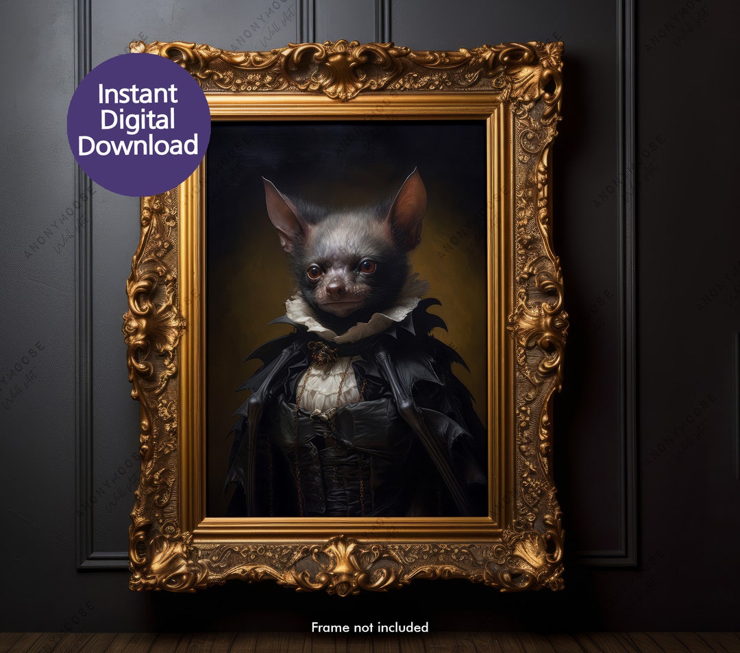 Dracula Lord Bat Oil Painting Portrait Old Vintage Gothic - Etsy