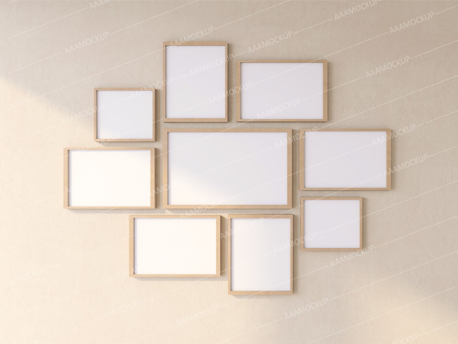 5 Gallery Frame Mockup Bundle | Beige Frame Mockup Bundle |poster Mock ...
