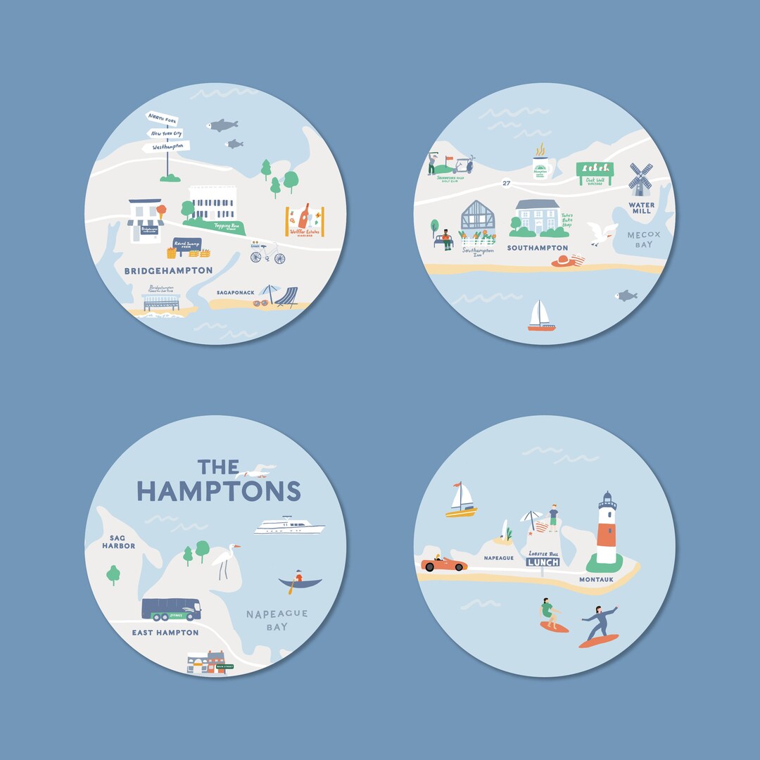 Coasters Illustrated City Maps - Etsy