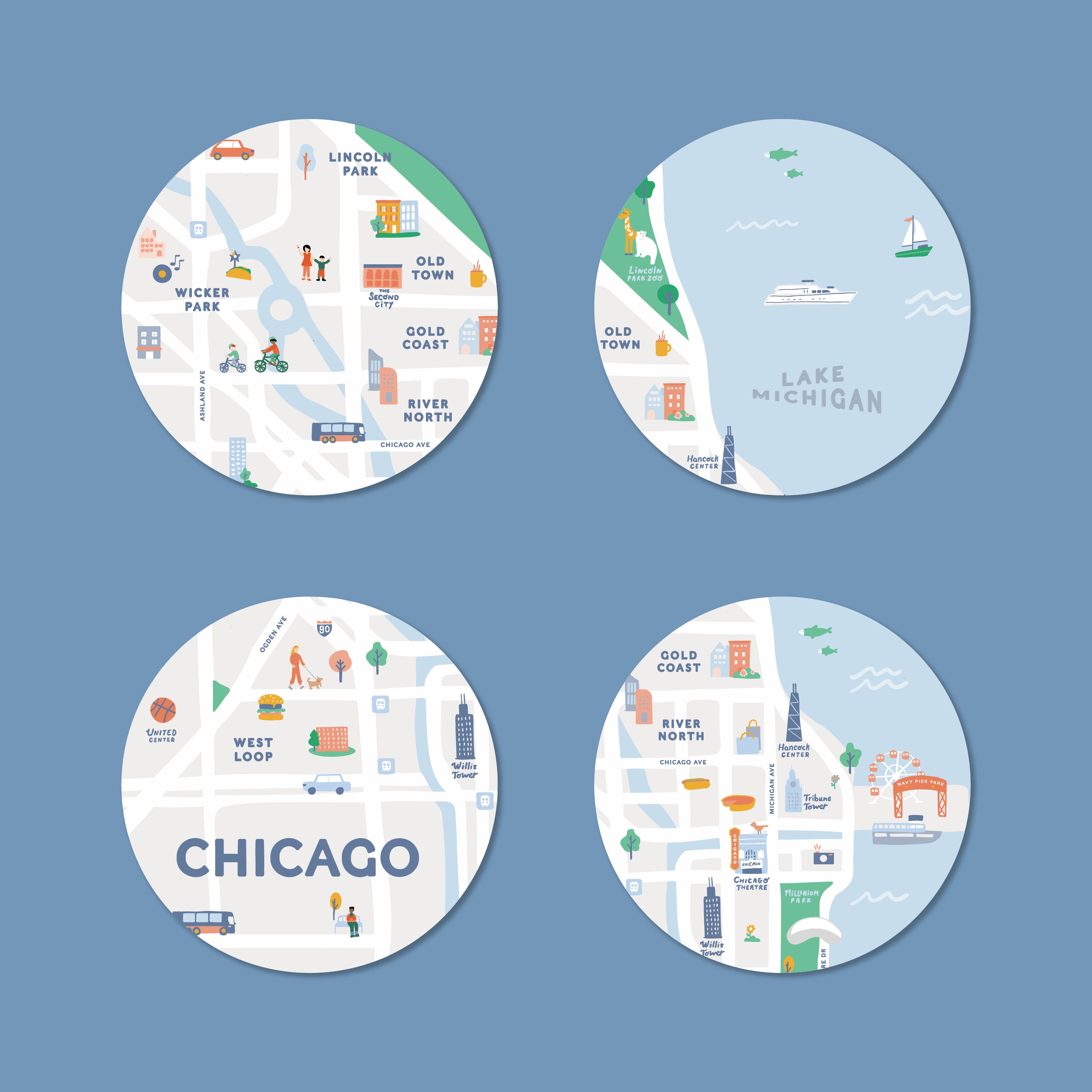 Coasters Illustrated City Maps - Etsy