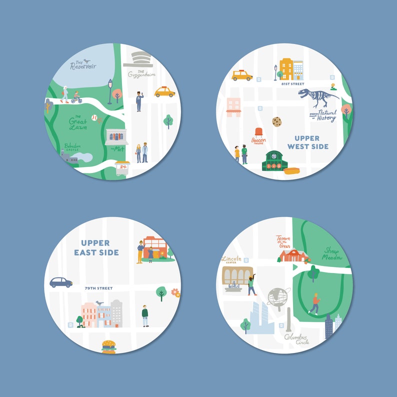 Coasters Illustrated City Maps - Etsy