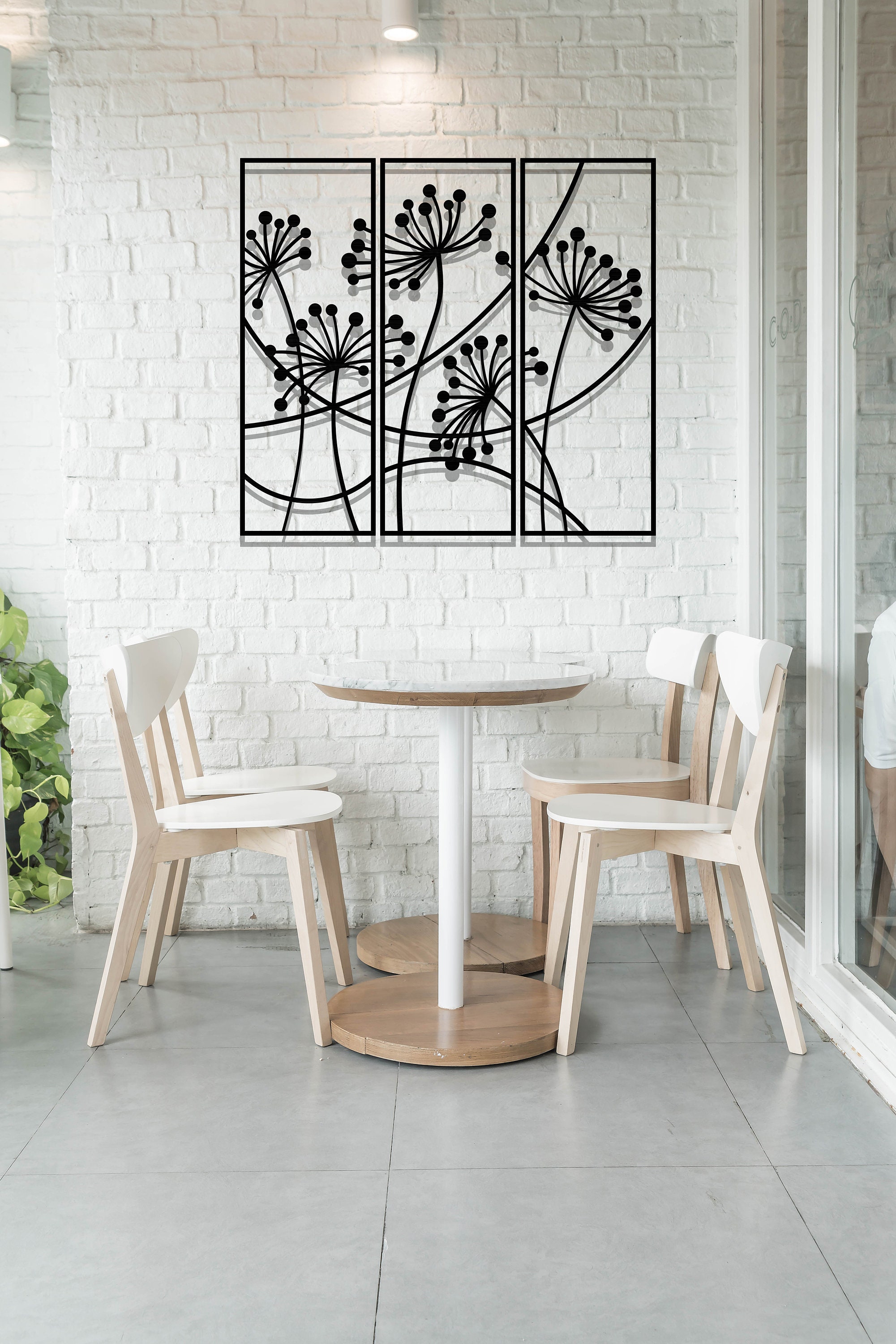 Wall Metal Art,modern Wall Art,dandelion Flowers Set of 3 Metal Panels ...