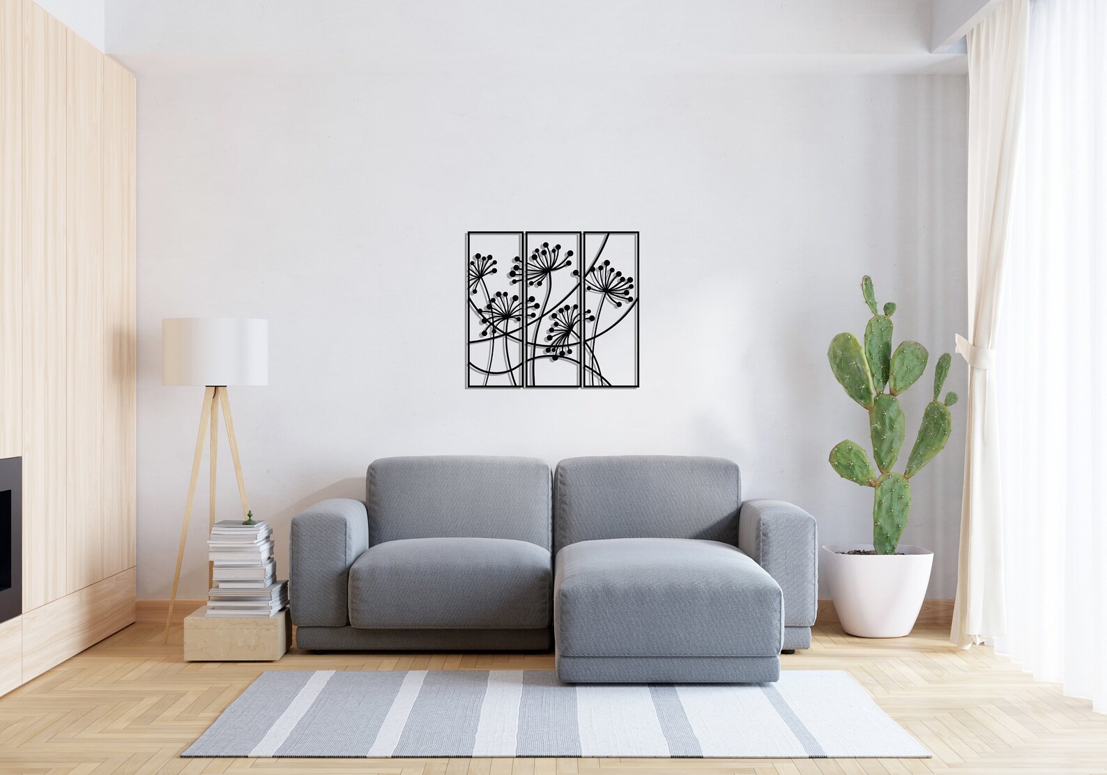 Wall Metal Art,modern Wall Art,dandelion Flowers Set of 3 Metal Panels ...