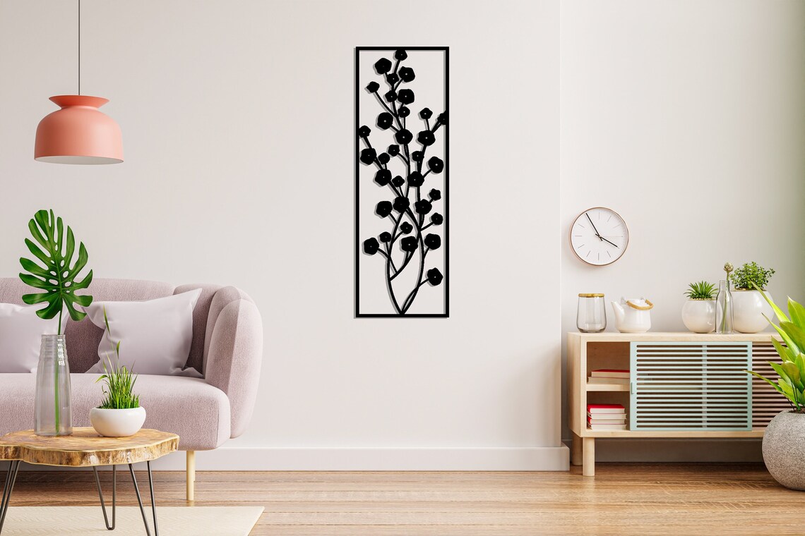 Metal Wall Artartistic Rectangular Panel With Flower - Etsy