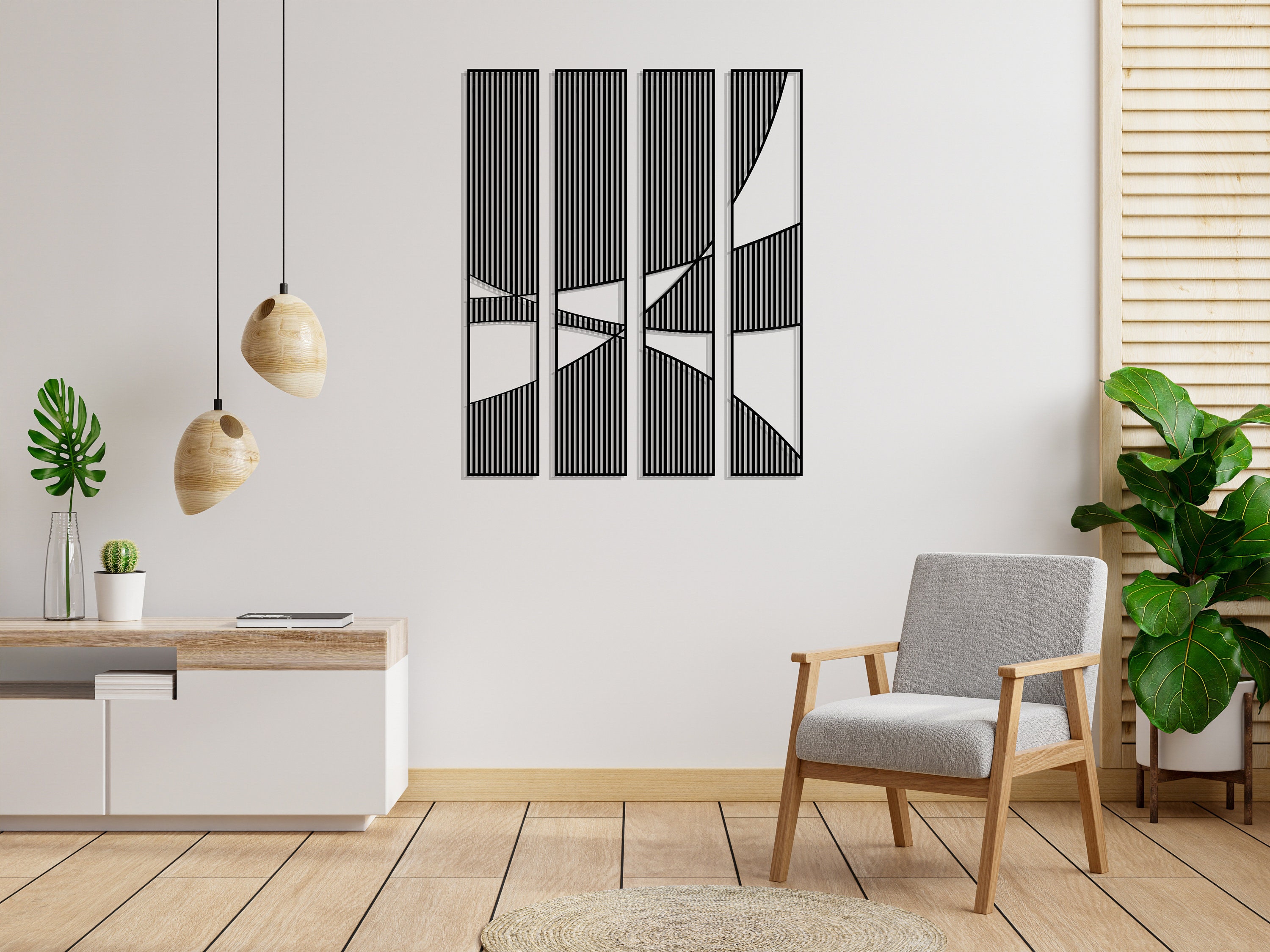 Modern Geometric Metal Wall Art 4-piece Setminimalist - Etsy