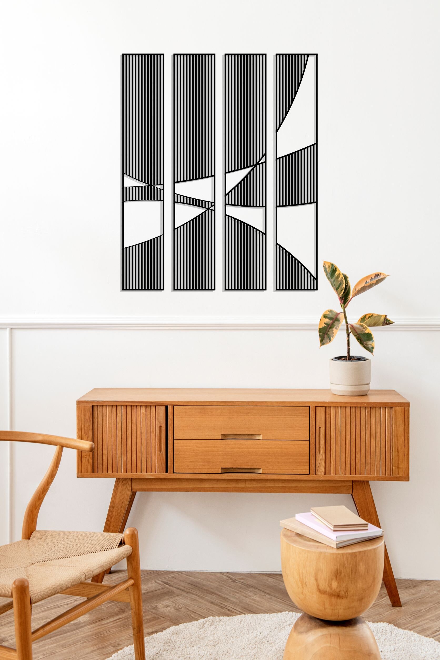 Modern Geometric Metal Wall Art 4-piece Setminimalist - Etsy