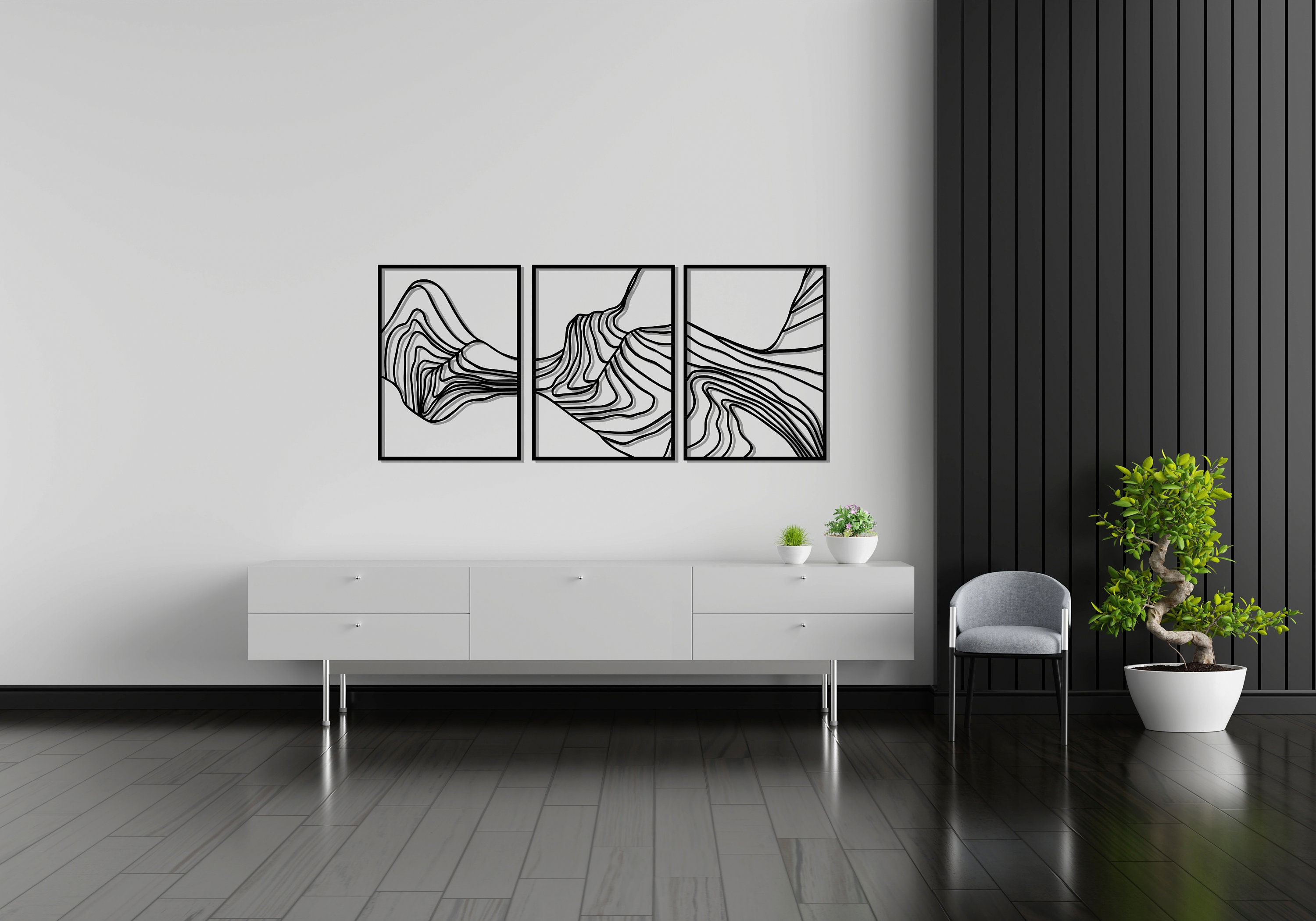 Metal Artistry,line Drawings on Metal Wall Art,modern and Minimalist ...