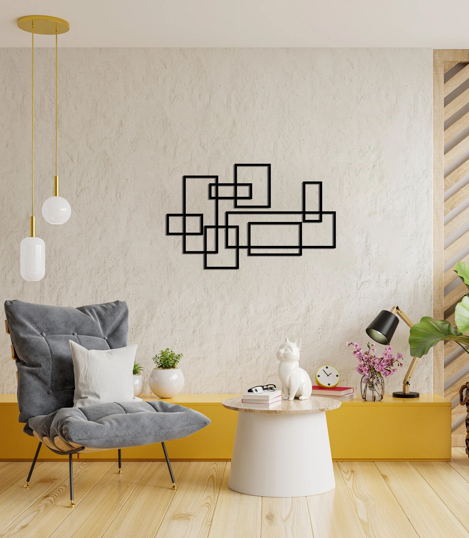 Geometric Square Wall Art,decor,wall Decor,fireplace Top Decor,living ...