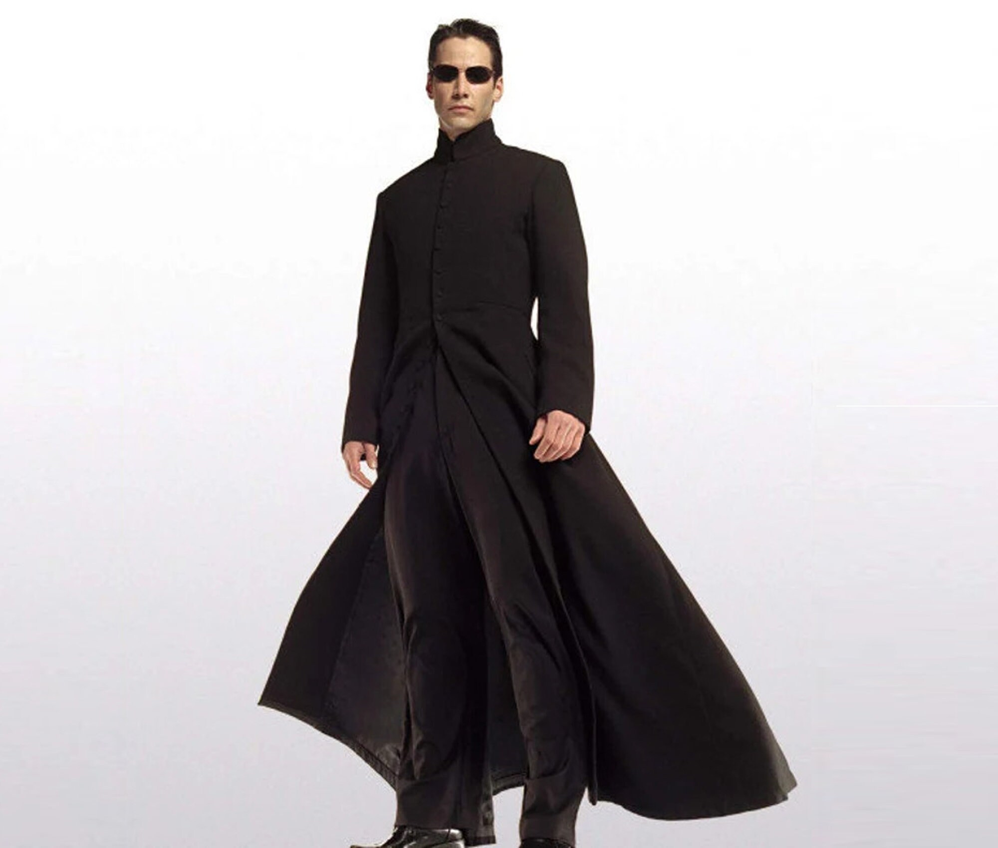 Neo Matrix Heavy Duty Cotton Keanu Reeves Black Gothic Cosplay Trench