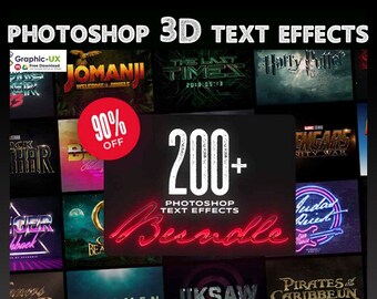1000+ Set 3D Adobe Photoshop Text Effects Bundle Title Poster PSD Font ...